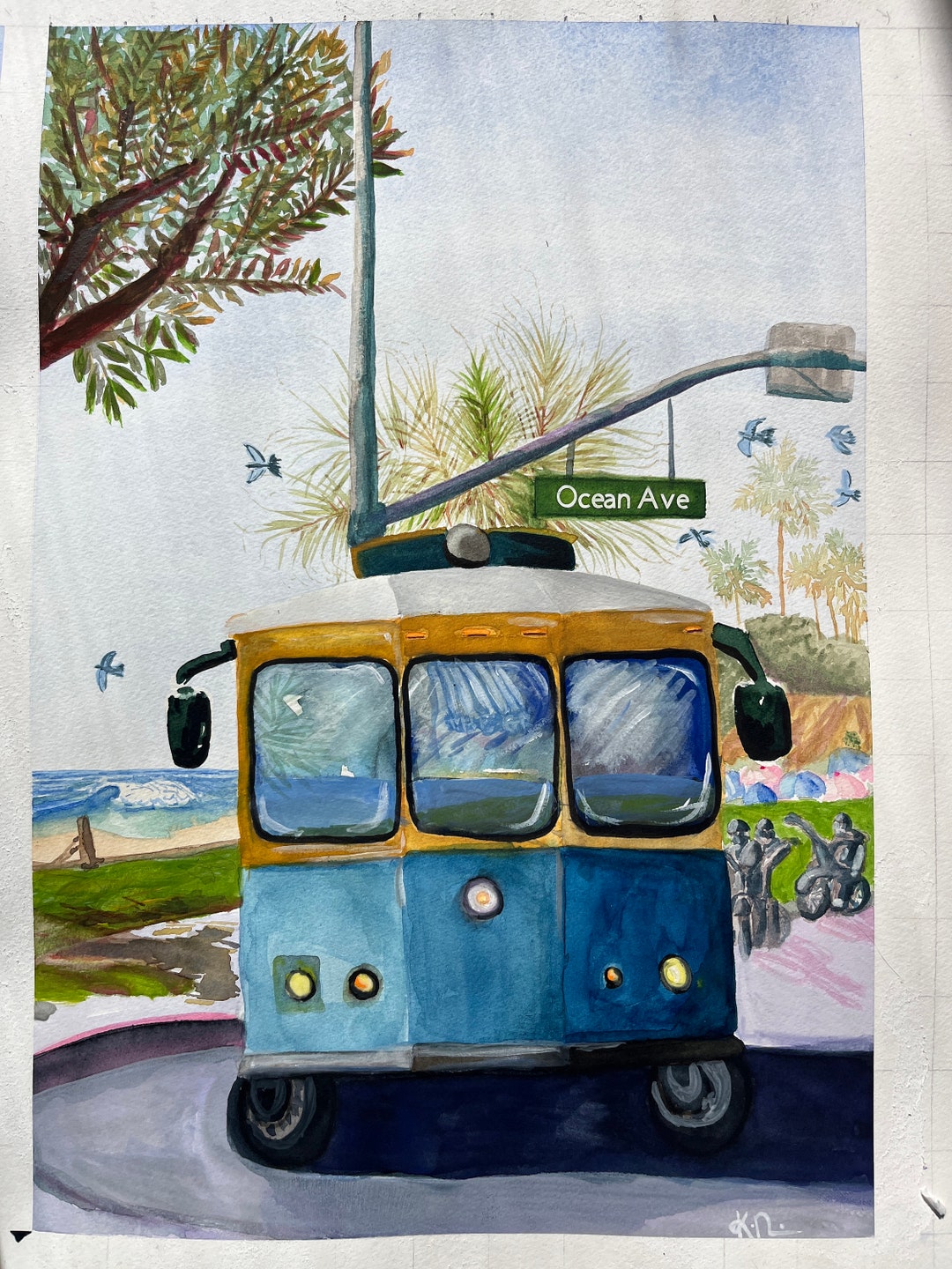 Trolly 2 Original Watercolor Painting - Etsy