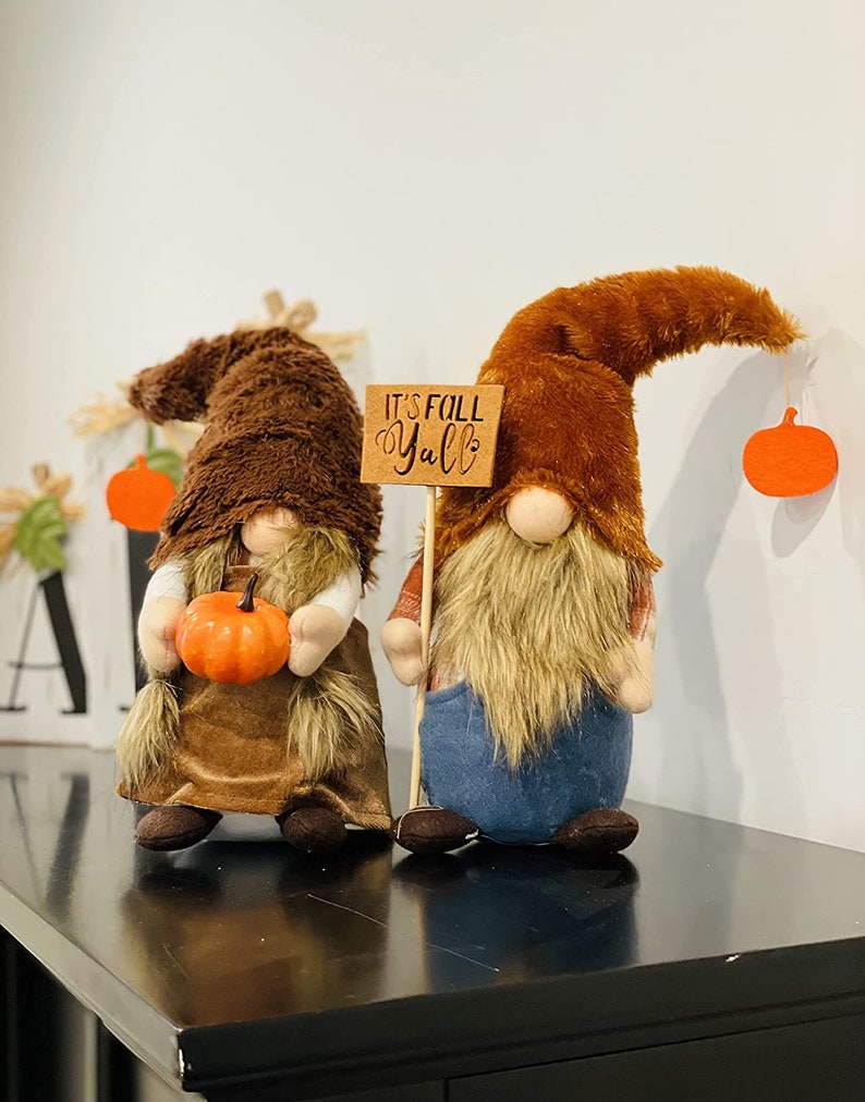Madanar Boy Girl Fall Gnome Plush Holding It's Fall Y'all Sign Pumpkin ...