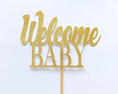 Welcome baby cake topper Gold Baby Shower Cake Topper Baby | Etsy