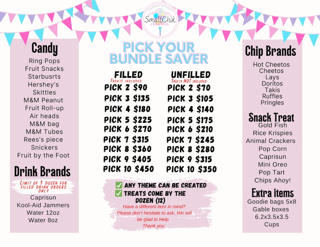 Personalized Favors, Custom Party Favors, Custom Treat Bag, Any Theme ...