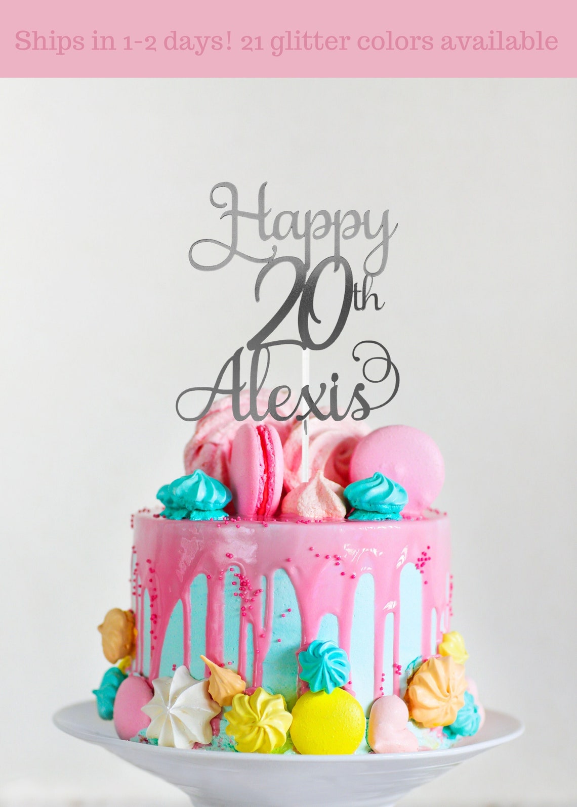 Birthday Cake Topper, Foil Cake Topper, Custom, Personalized, Happy ...