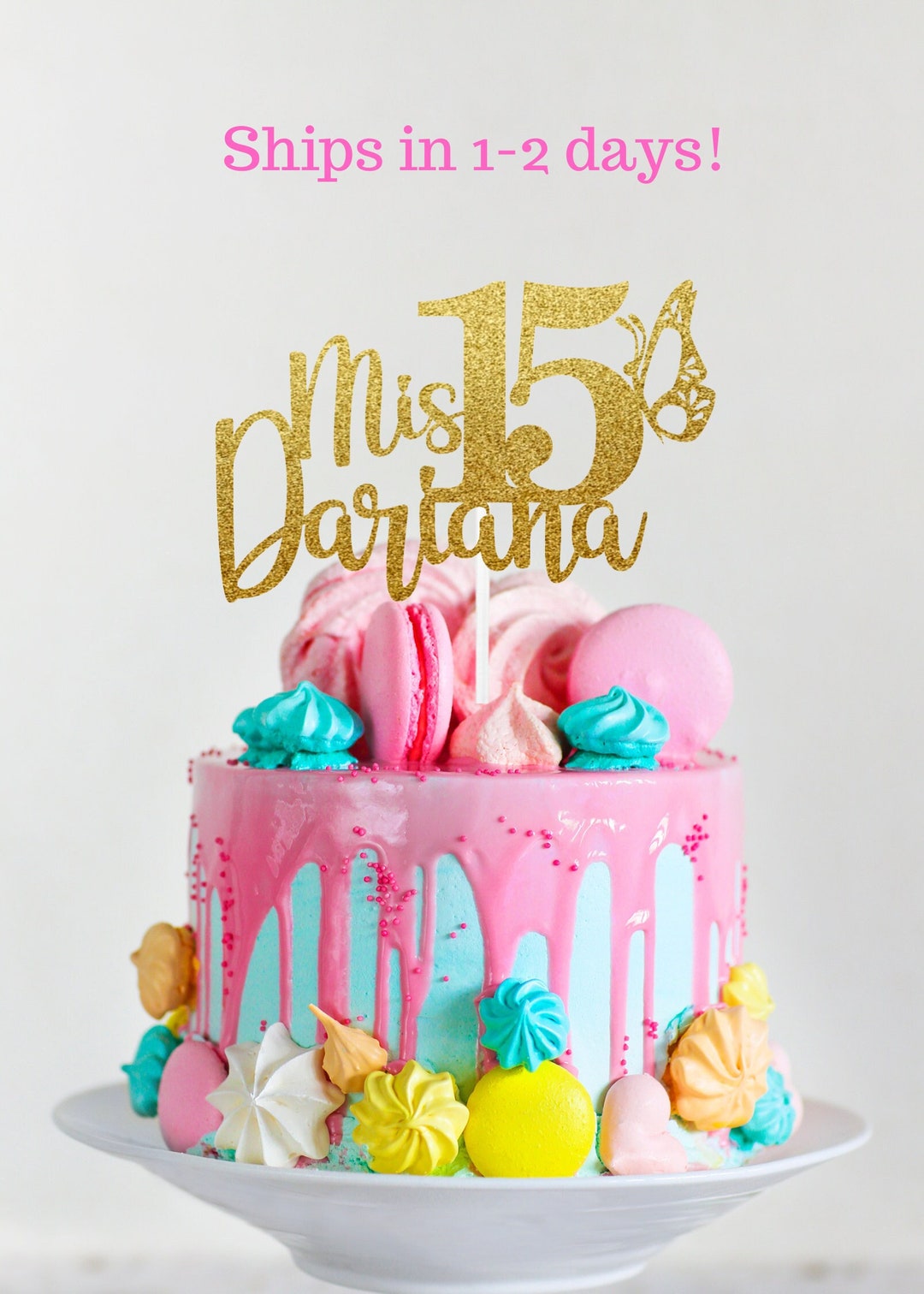 Butterfly Mis Quince Cake Topper, Quinceañera Cake Topper, Personalized ...