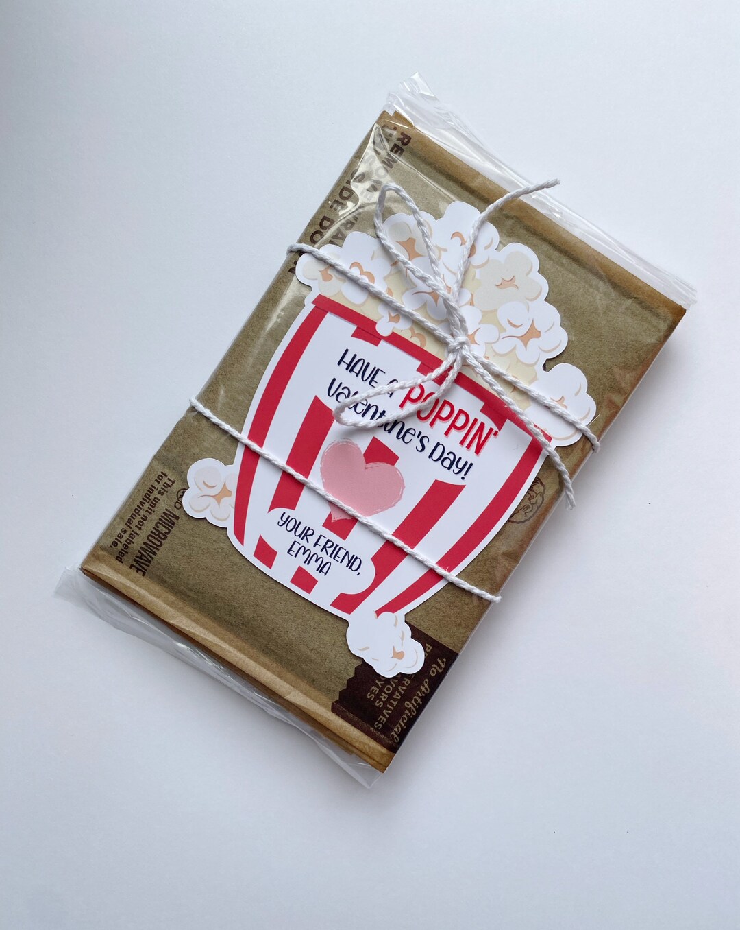 Valentine Popcorn Sticker, Classroom Valentine's Day Popcorn Sticker ...