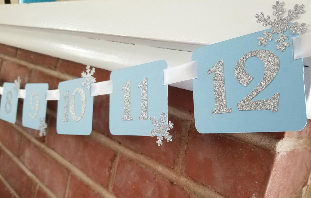 12 Month Photo Banner Winter Onederland, First Birthday Banner Blue and ...