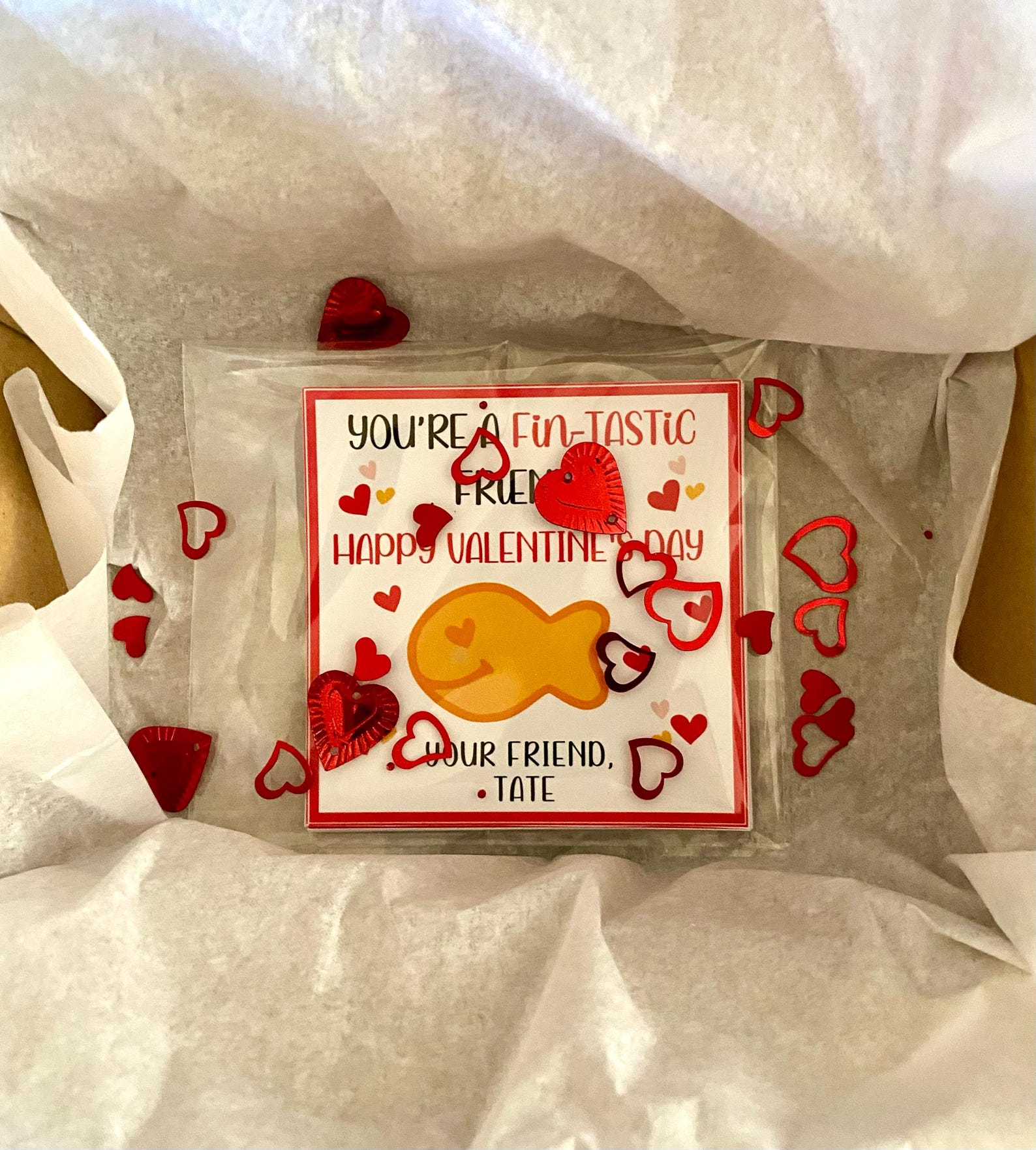 Personalized Goldfish Valentine's Day Sticker, Classroom Labels - Etsy