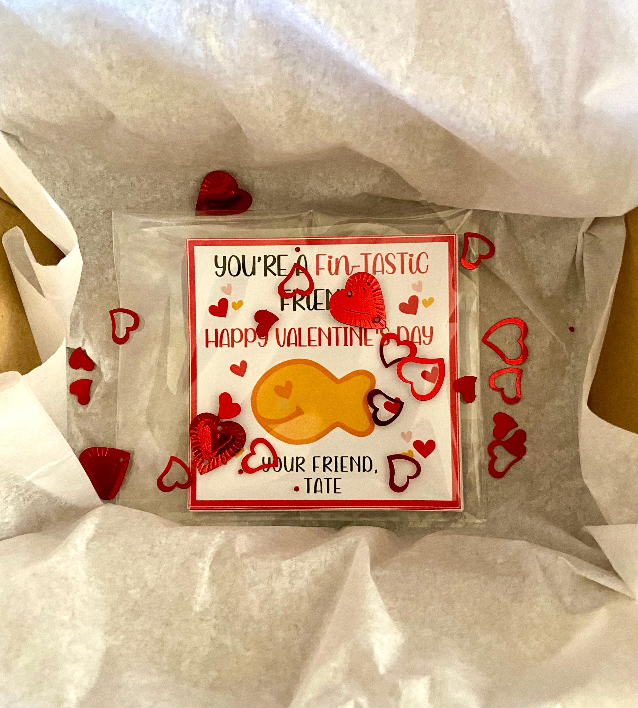 Personalized Goldfish Valentine's Day Sticker, Classroom Labels - Etsy