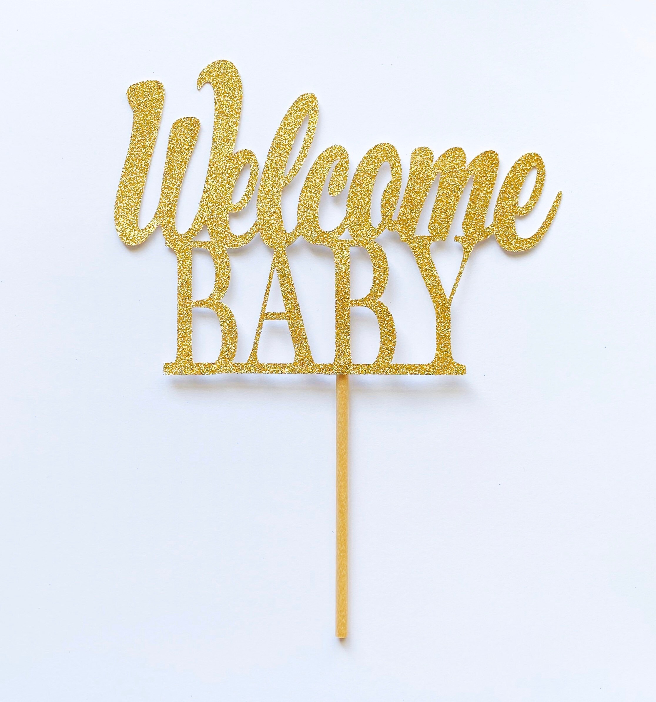 Welcome baby cake topper Gold Baby Shower Cake Topper Baby | Etsy