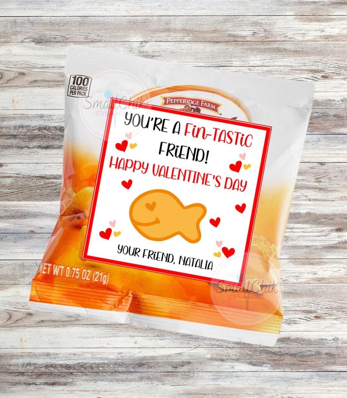 Personalized Goldfish Valentine's Day Sticker, Classroom Labels - Etsy