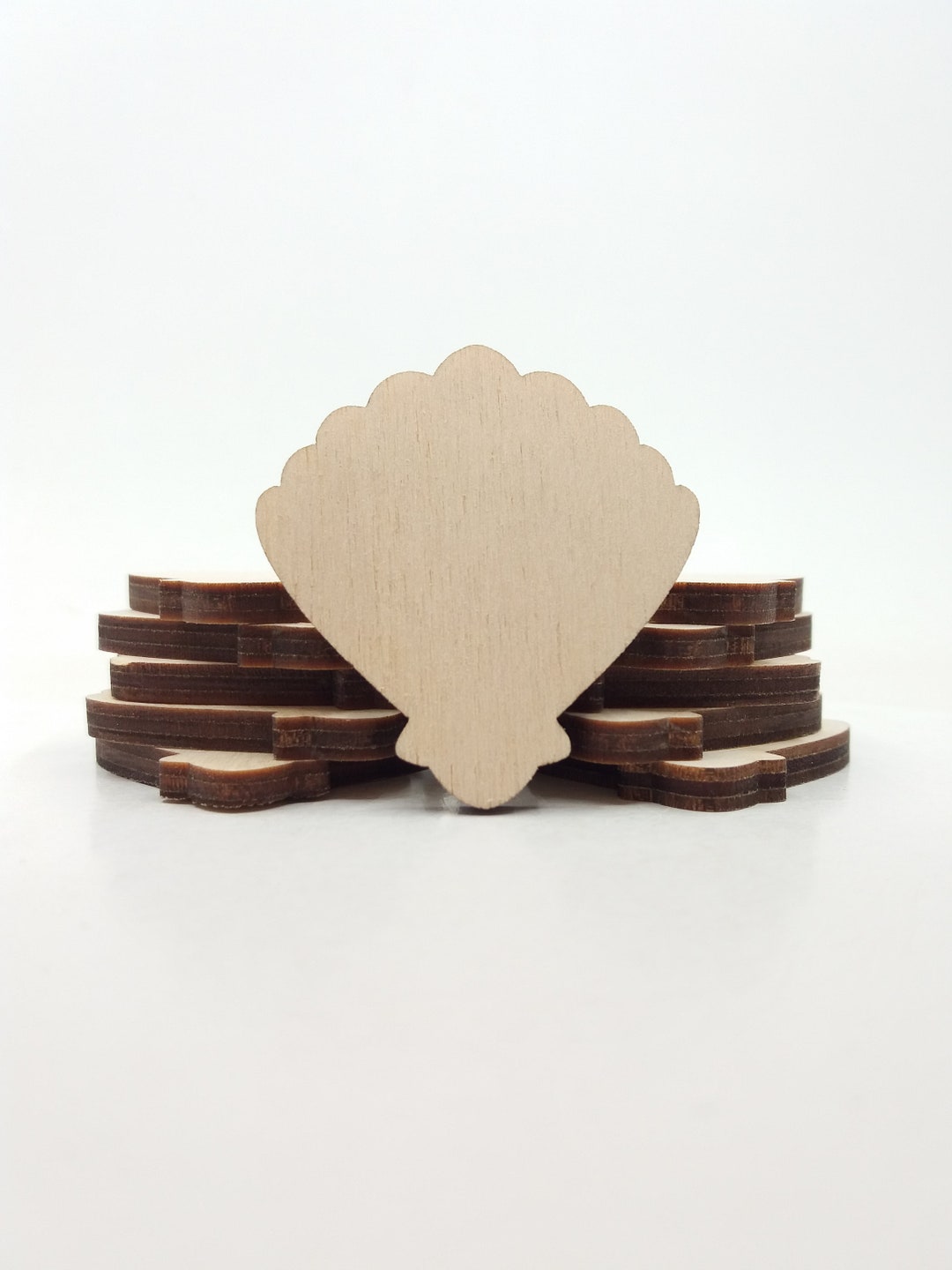 10 Seashell Wooden Laser Cut, Wood Shape Seashell Embellishment, Wooden ...