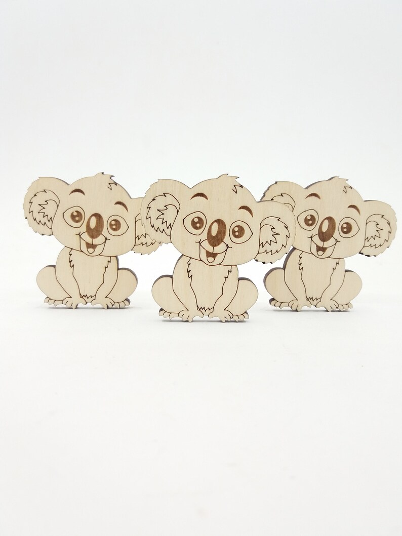 2 Koala Bear for Decoration, Laser Cut Wood Zoo Animal Shapes ...
