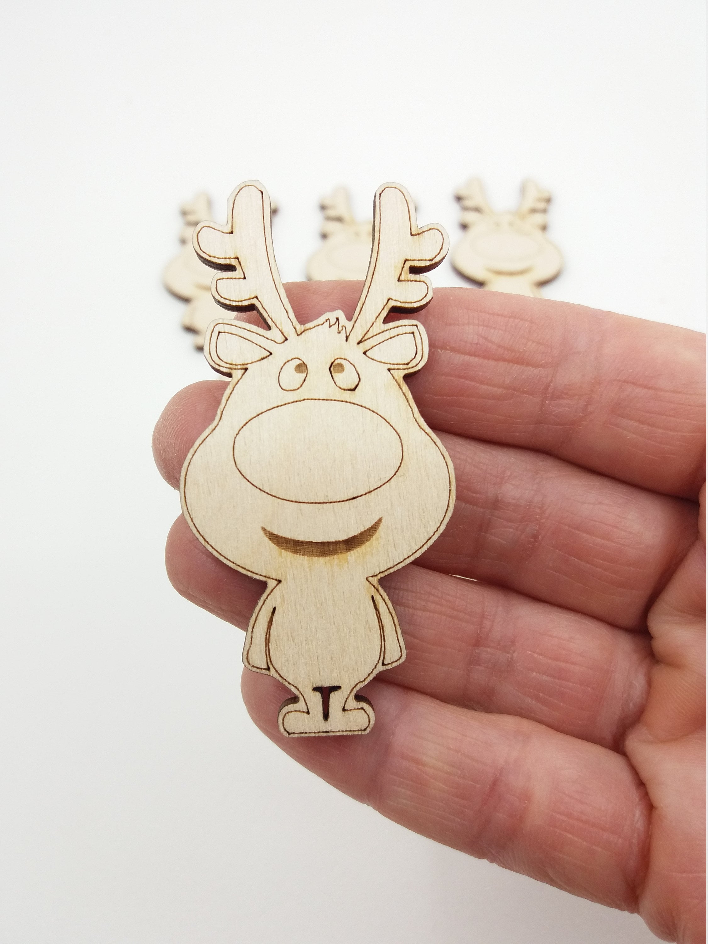 2 Reindeer Wooden Reindeer Shape Craft Supply Home - Etsy
