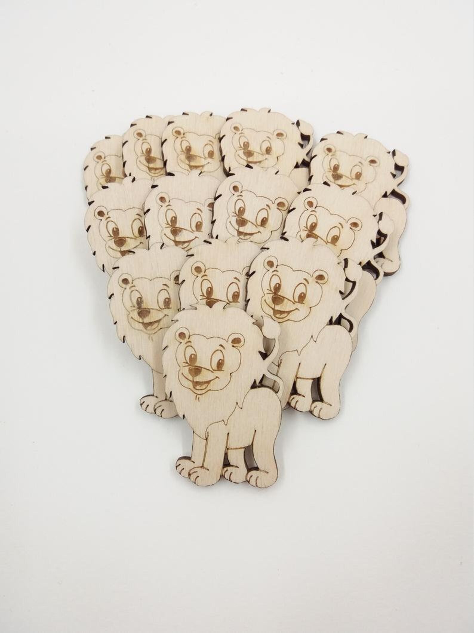 2 Wood Lion Cutout, Wooden Lion Shape Laser Cut, Wood Animals Cutouts ...