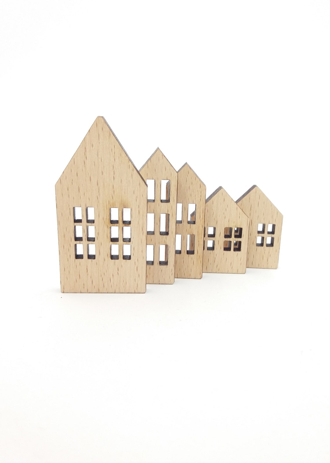 Wood Mini Houses Set of 5 Unfinished Wooden Houses Mini Wood | Etsy