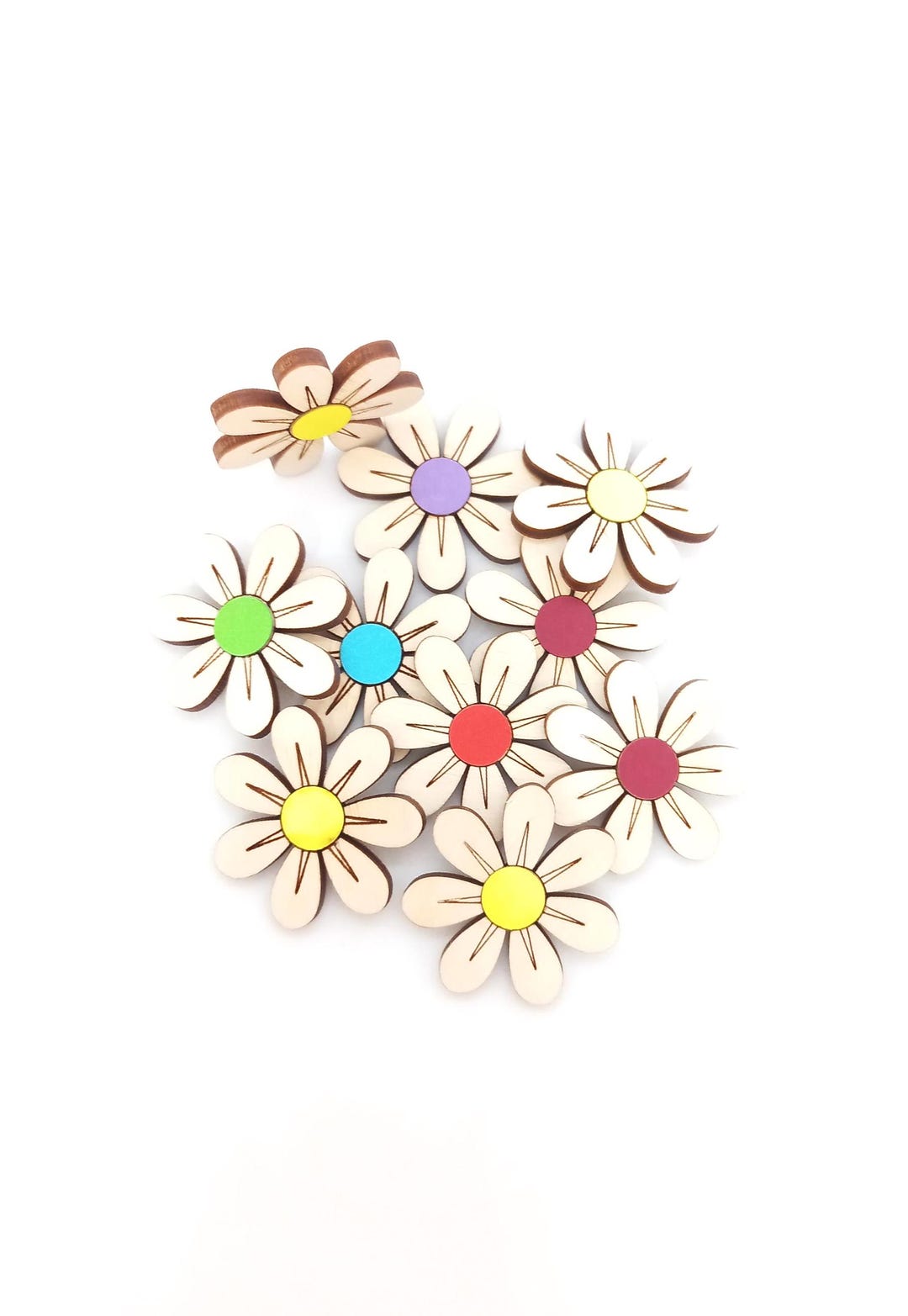 10 Wood Flower Decor, Wood Sunflower Shape, Daisy Cutout, Spring ...