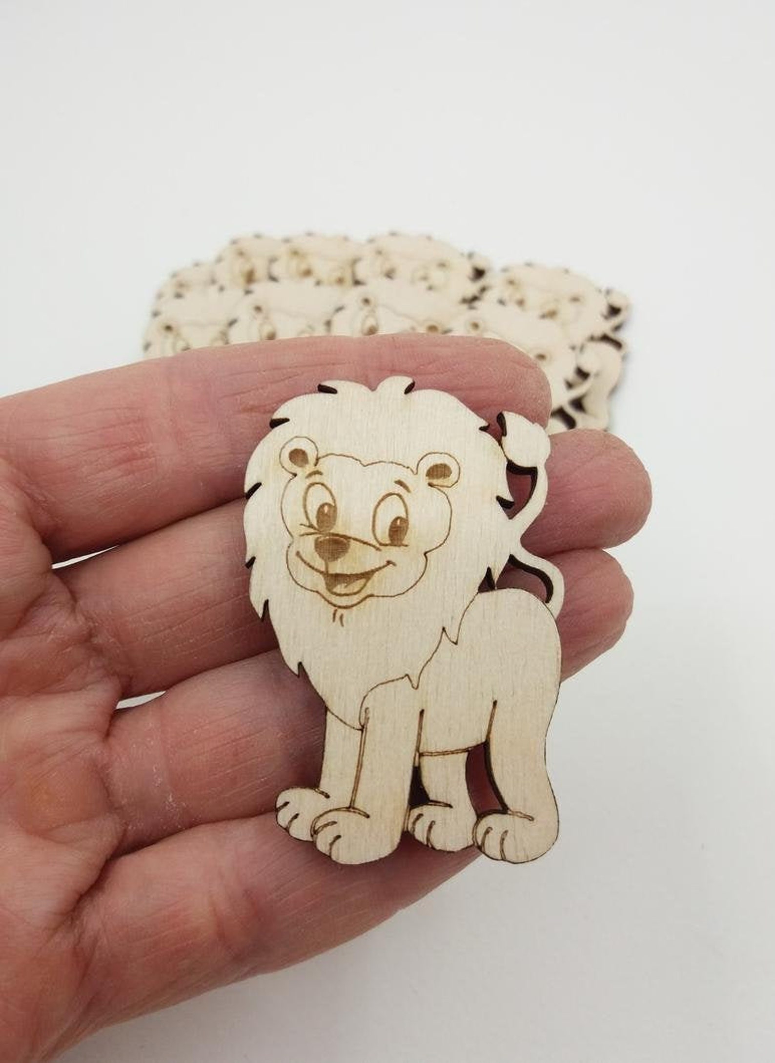 2 Wood Lion Cutout, Wooden Lion Shape Laser Cut, Wood Animals Cutouts ...