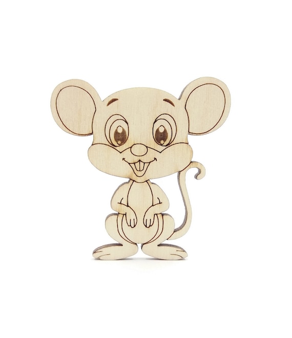 2 Mouse Unfinished Wood Mouse Shape Wooden Mouse Cutout | Etsy
