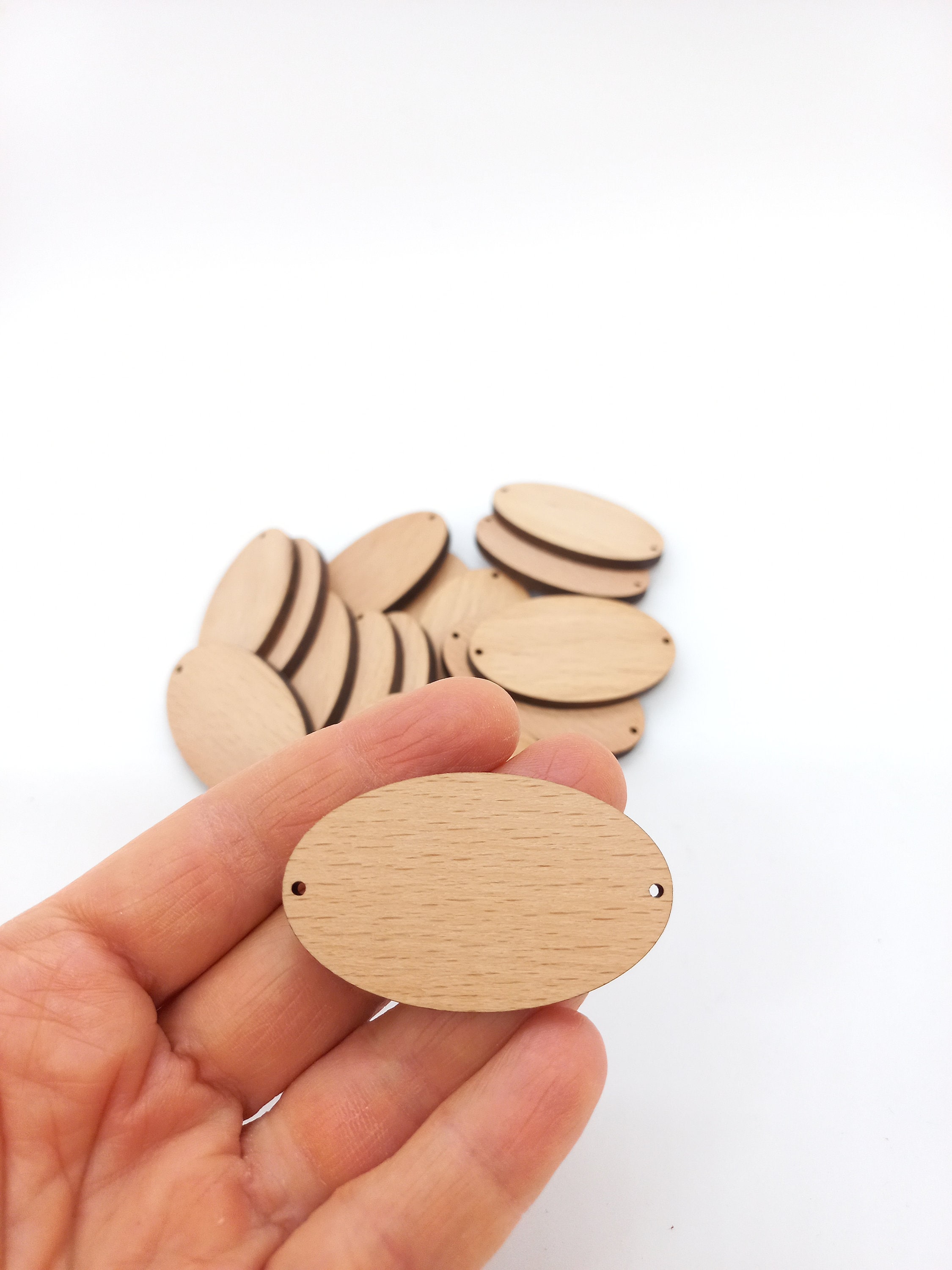 10 Wood Oval, Unfinished Wooden Ovals Wood Pendant, Wooden Oval Blanks ...