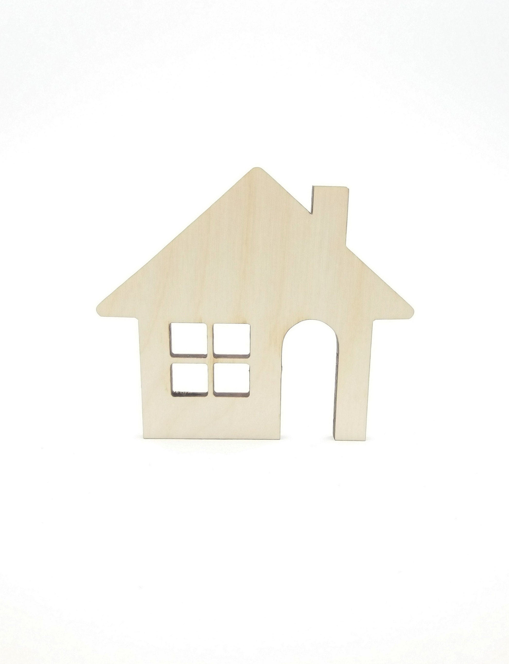 2 Wood House Shape DIY House Decoration House Craft Blanks - Etsy