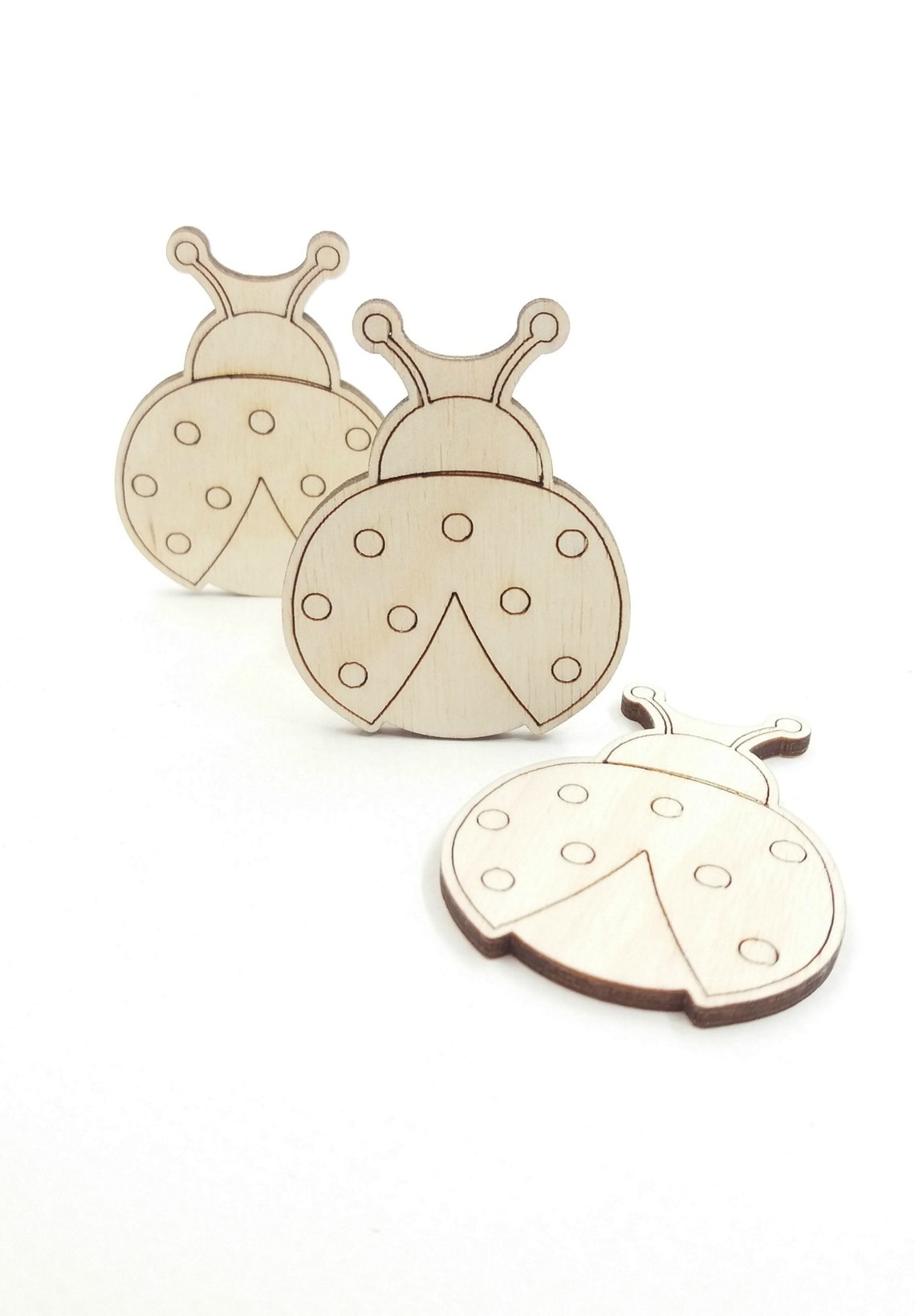 2 Ladybug, Wood Ladybug Shape for Crafts and Decoration, Wooden Ladybug ...