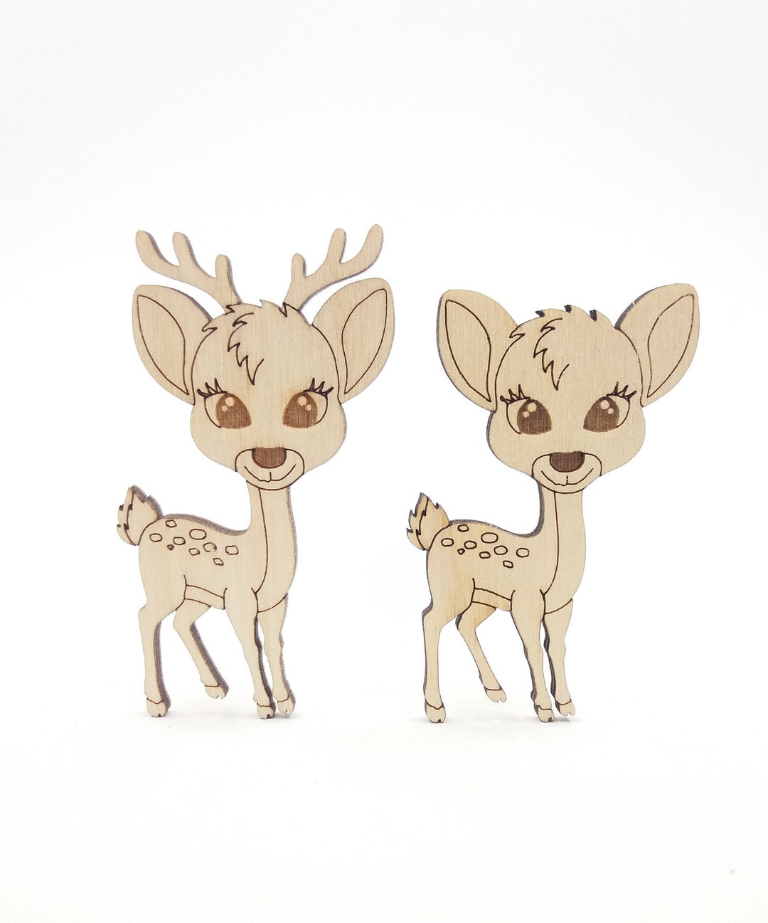 2 Wood Deer, Deer Shape With Antlers, Wooden Deer Silhouette Cut Out ...