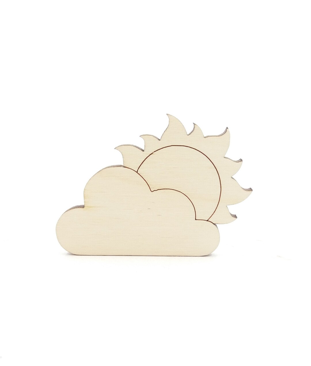 10 Wood Sun With Cloud, Wooden Sun Cloud Shape for Craft Projects ...
