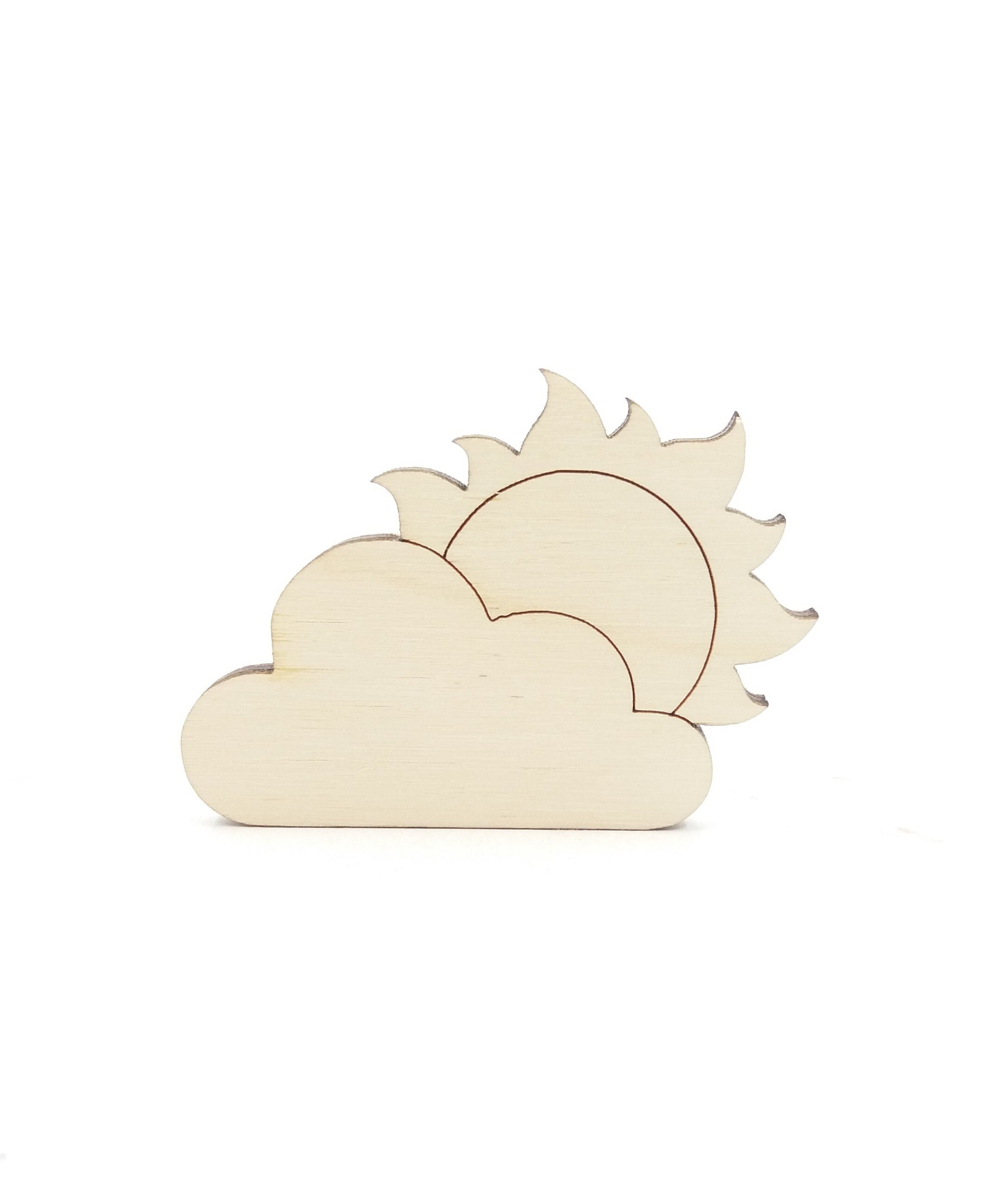 10 Wood Sun With Cloud Wooden Sun Cloud Shape for Craft - Etsy