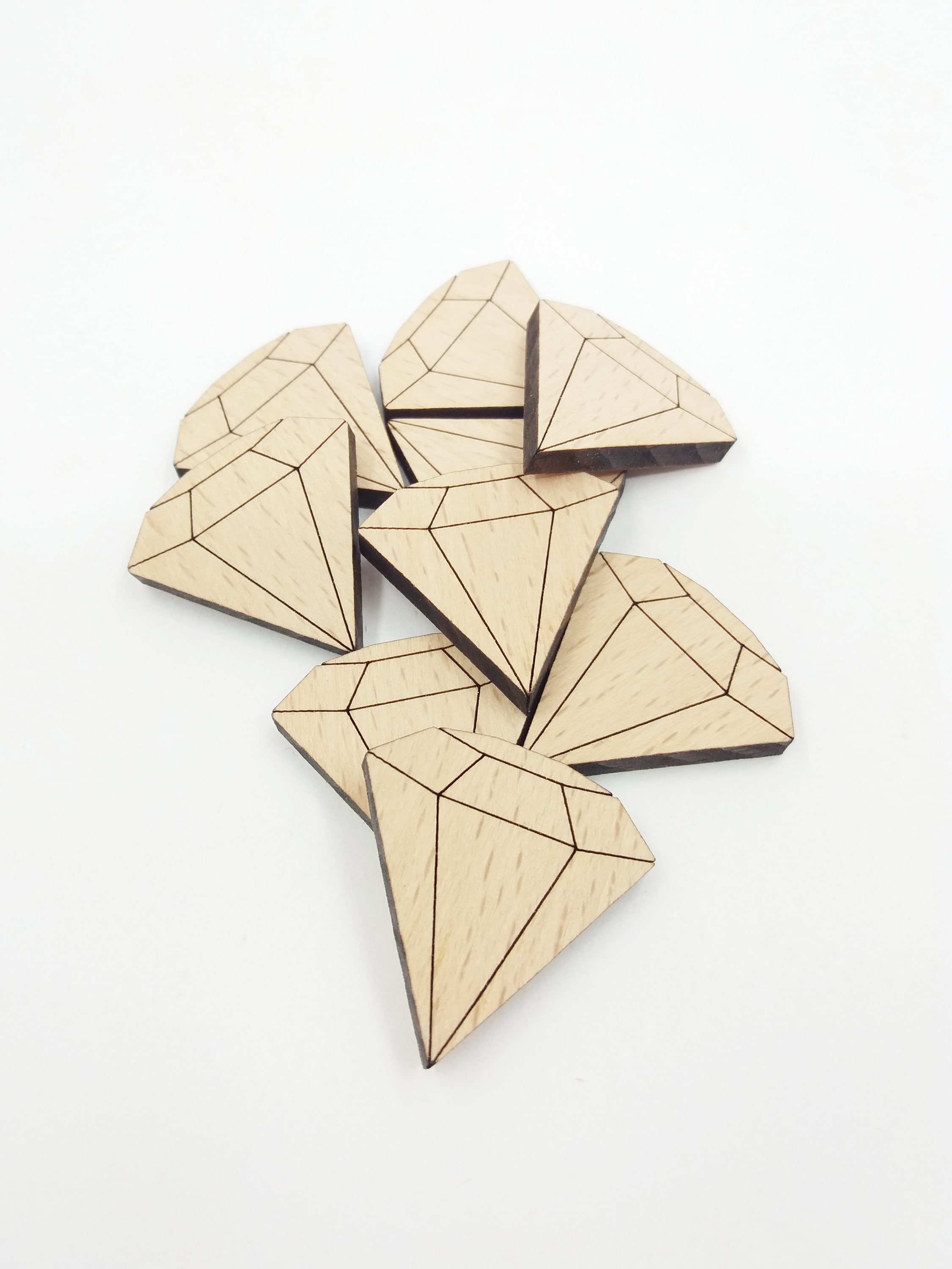 10 Wood Diamond Craft Supply, Wooden Diamond Shape, Wood Wedding ...