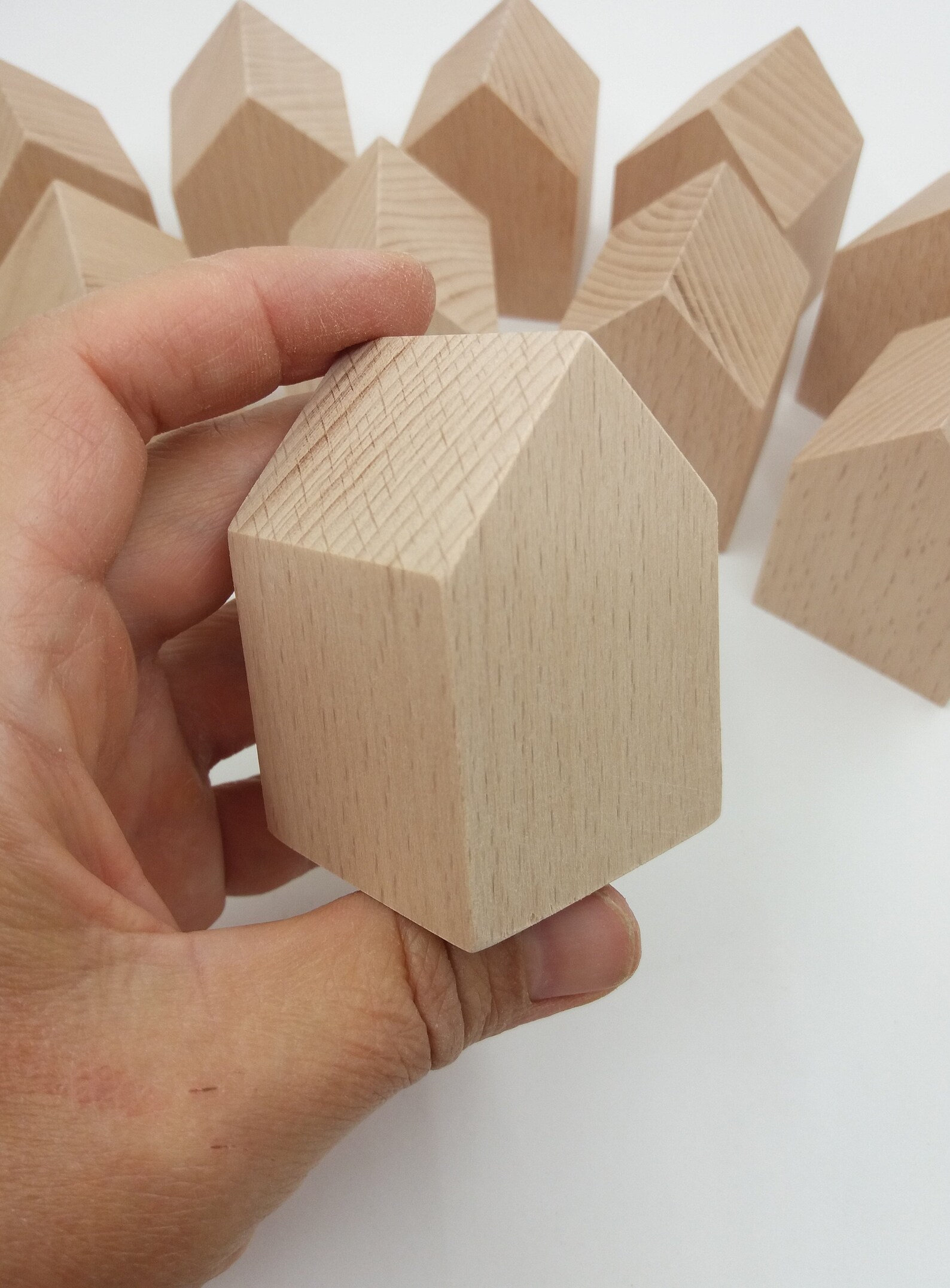 2 Wooden Unfinished Block Houses Wood Blocks Wood Decorative | Etsy