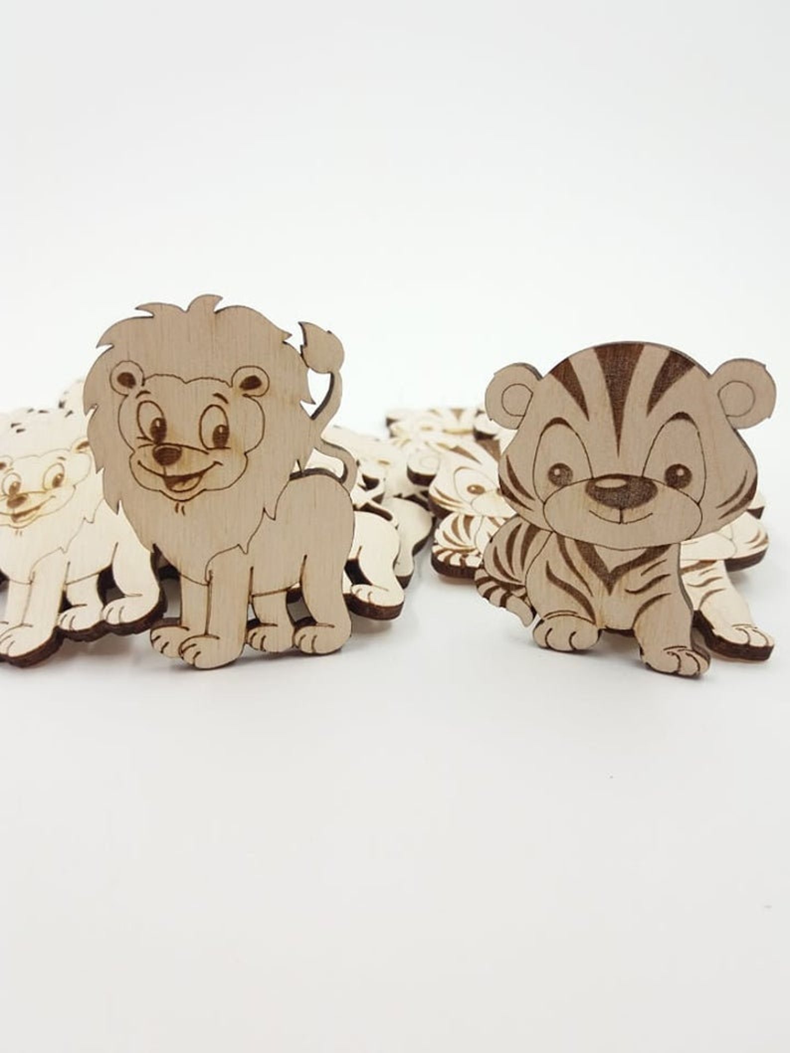 2 Tiger, Wood Tiger Laser Cut Wood Shape, Wooden Tiger Cutouts, Wood ...
