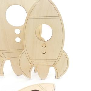 Wood Rocket Shape Size Options, Spaceship Shape Laser Cut, Rocket Wall ...
