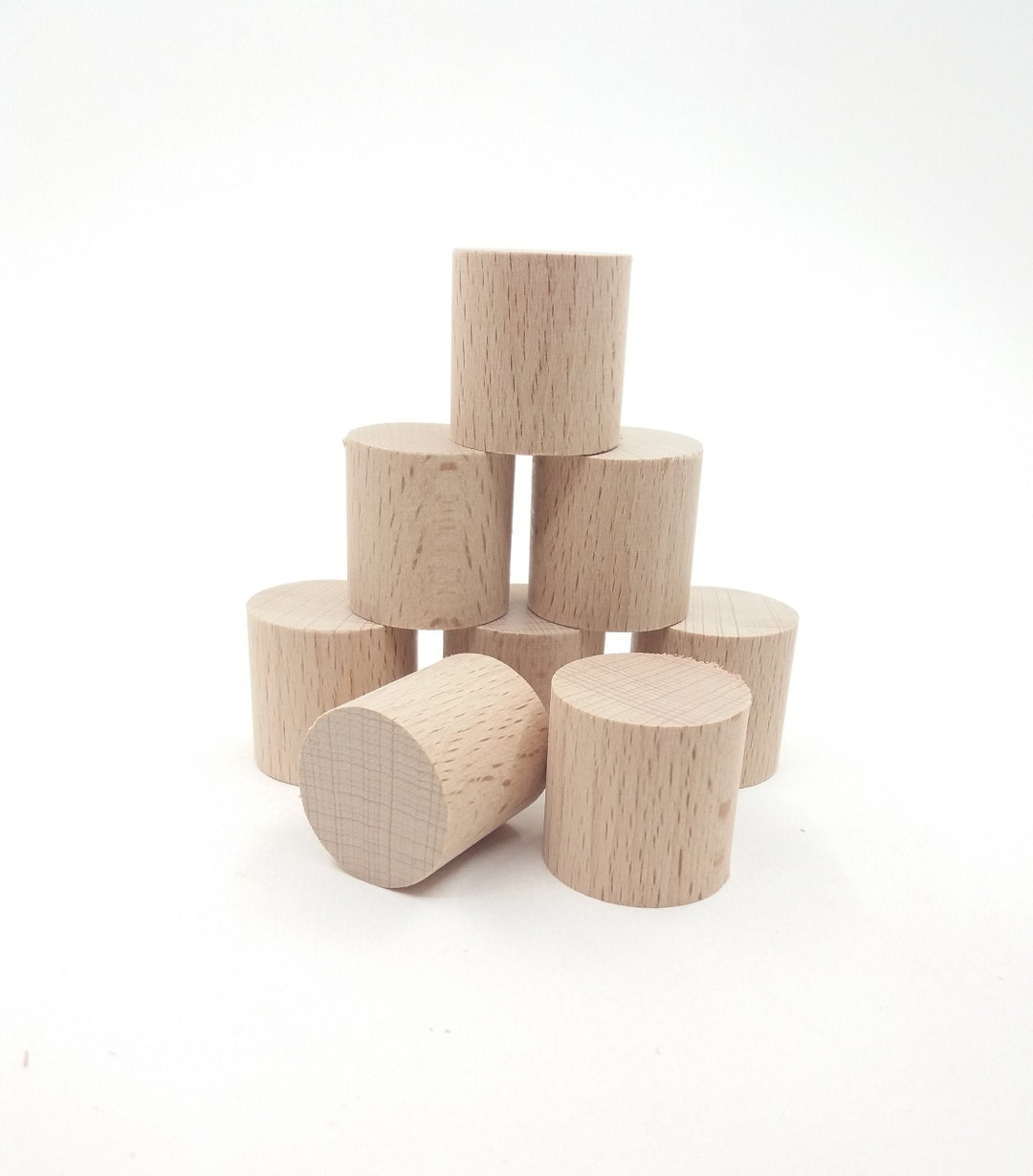 6 Wood Cylinder, Cylindrical Wood Knobs, Wooden Round Knob, Handcrafted ...