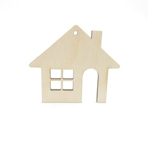 2 Wood House Shape, DIY House Decoration, House Craft Blanks, Wooden ...
