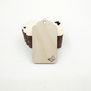 5 Rectangle Wood Blank Tags for Party Favor Wedding Gift and ...