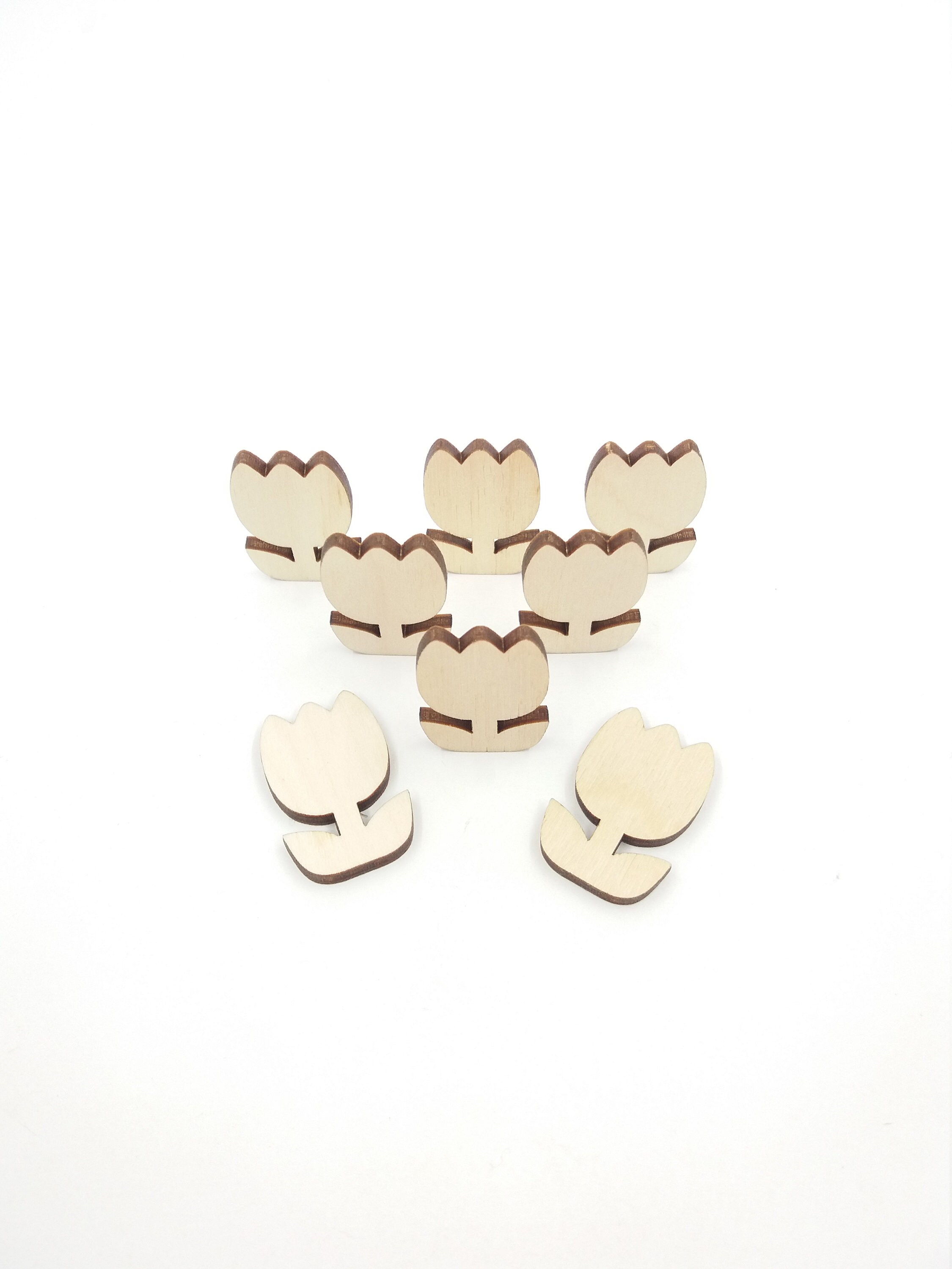 10 Wood Tiny Spring Flowers, Flower Party Supply, Wooden Flowers Laser ...