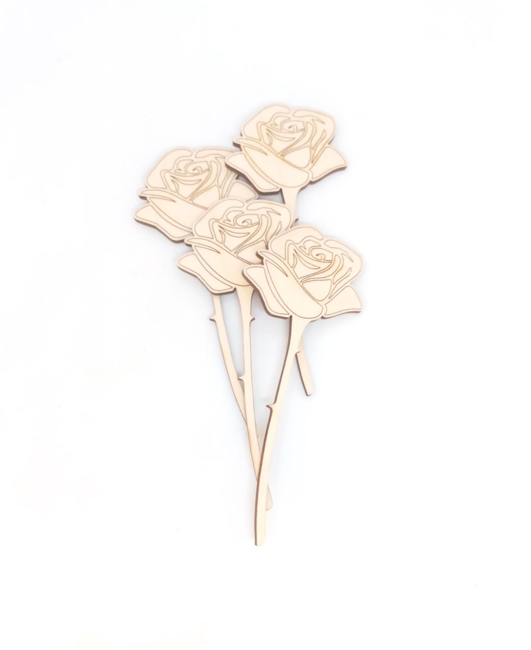 Wood Rose Cutout, Wood Flower Decor, Unfinished Wooden Rose Craft Shape ...