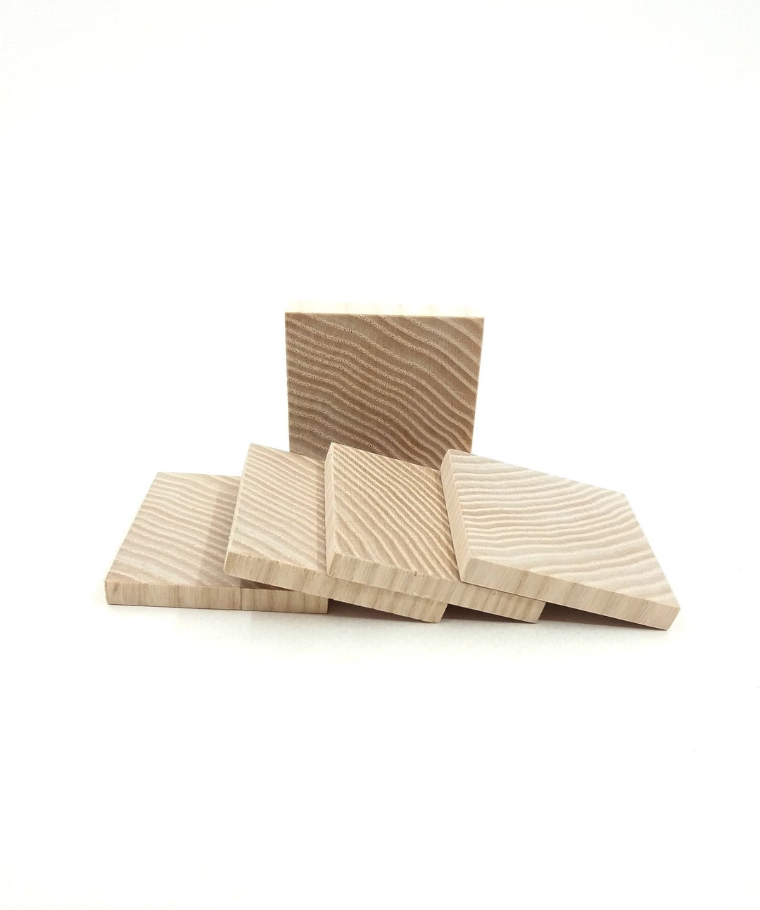 5 Wood Squares Tiles Unfinished for Crafting, Wooden Craft Squares, DIY ...
