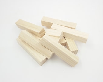 Set of 10 Solid Wood Rectangle Craft Blocks Natural Cut and | Etsy