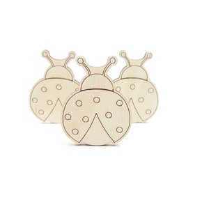 10 Ladybug, Wood Ladybug Shape for Crafts and Decoration, Wooden ...