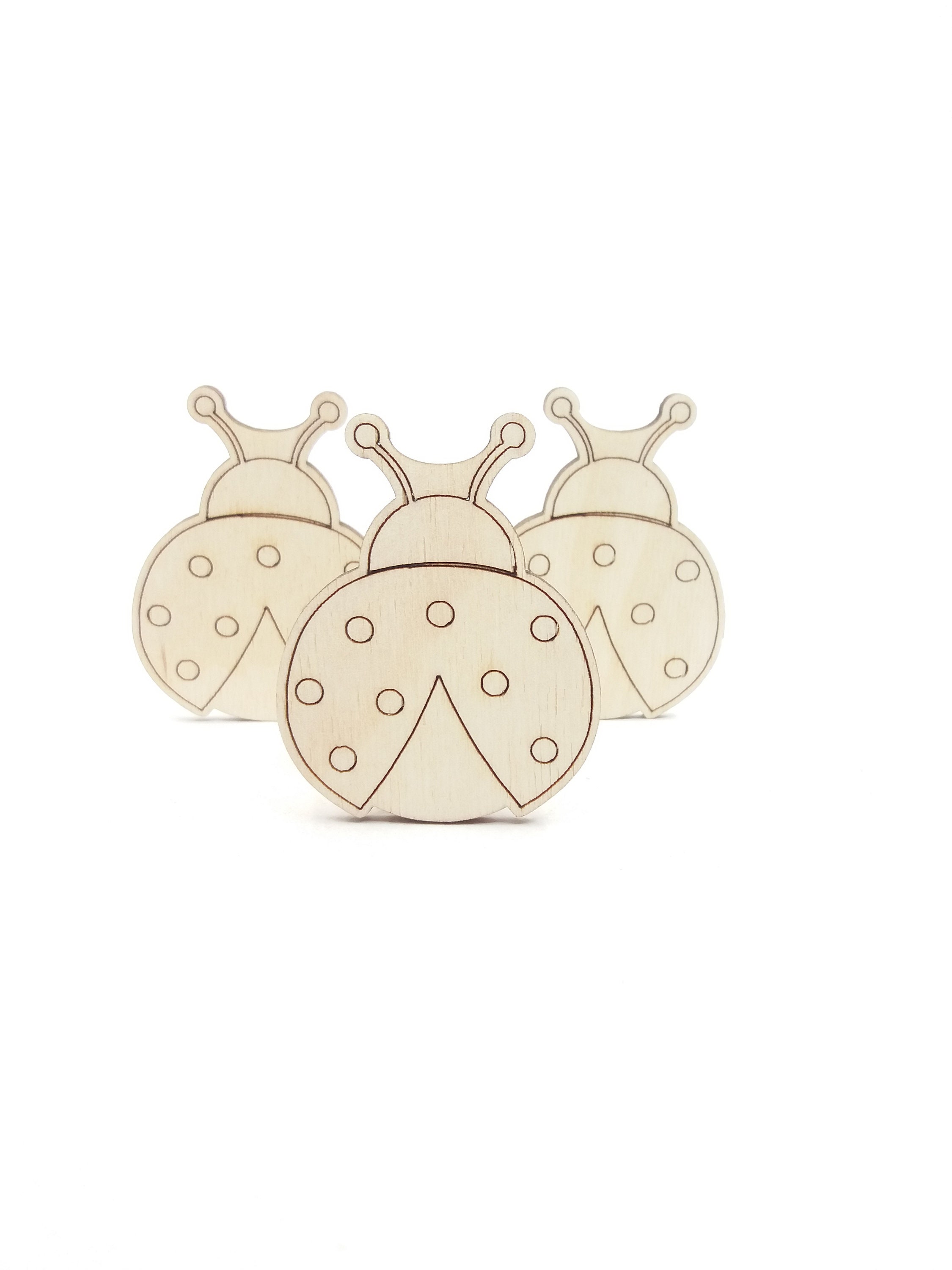 2 Ladybug, Wood Ladybug Shape for Crafts and Decoration, Wooden Ladybug ...