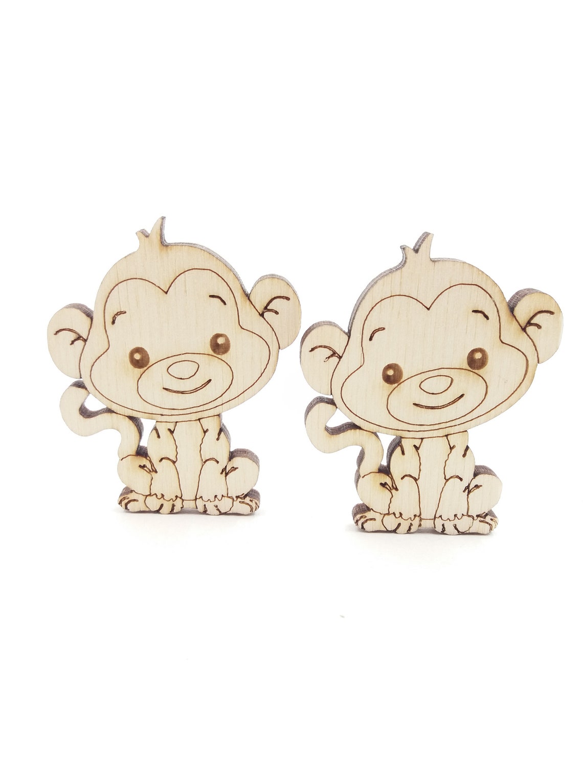 2 Monkey, Wood Monkey Cut Out Shape, Baby Monkey Wall Decoration, Baby ...