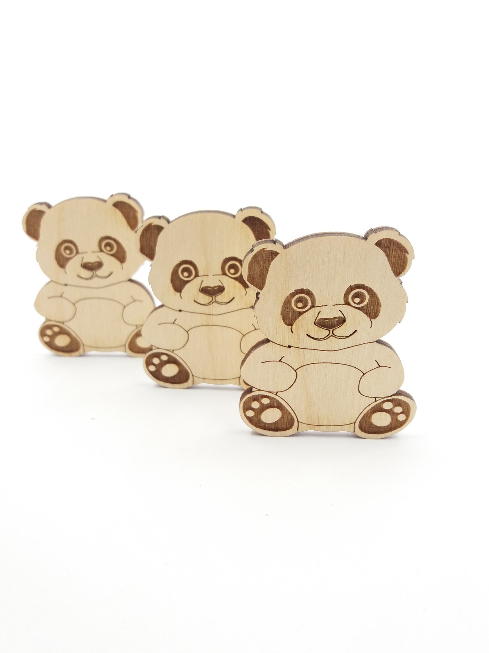 Pandas, Wood Panda Bear Shape for Craft Decoration, Wooden Baby Panda ...