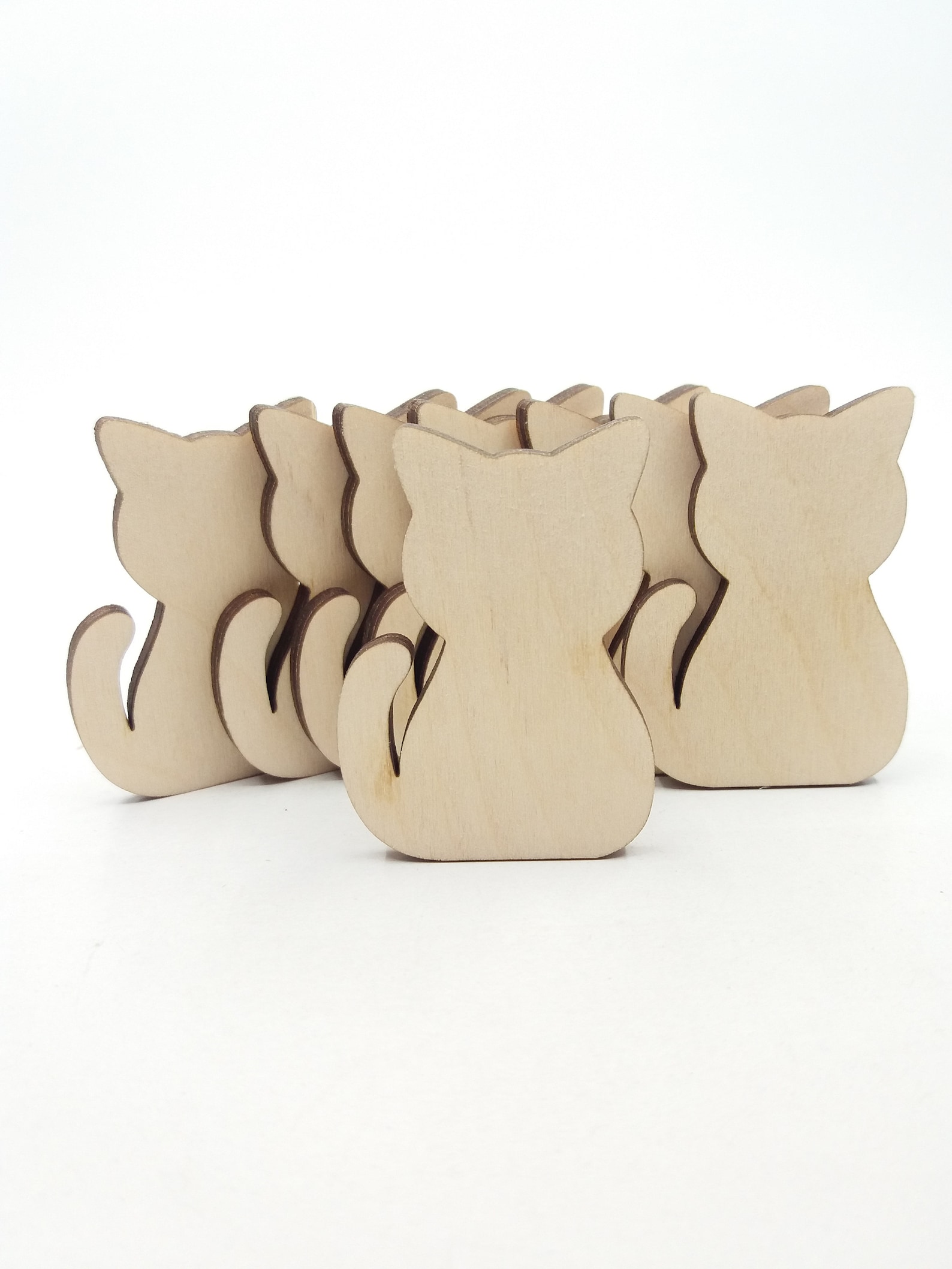 10 Cat Wood Animal Shapes, Cats for Crafts, Wood Cut Shapes, Unfinished ...