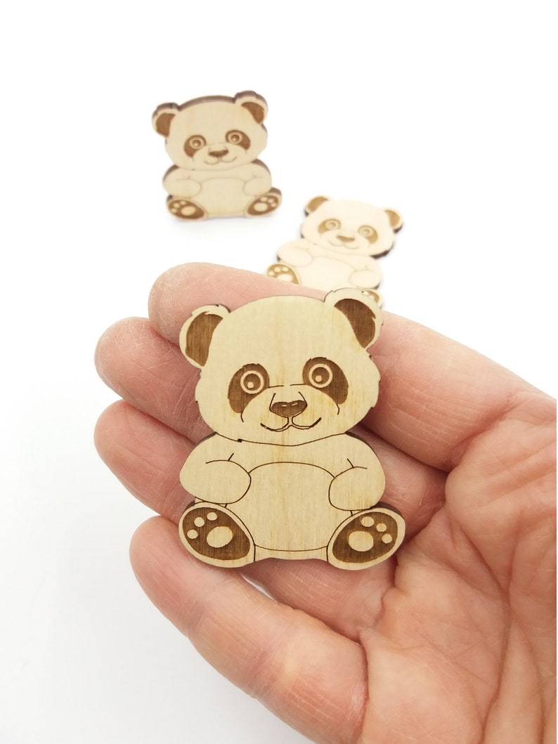 Pandas, Wood Panda Bear Shape for Craft Decoration, Wooden Baby Panda ...