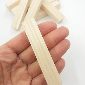 Set of 10 Wood Rectangles 76mm X 15mm X 15mm Thick, Raw Solid Wooden ...