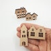 Set of 4 Mini Wooden Houses Shape, Unfinished Wood Mini House for ...