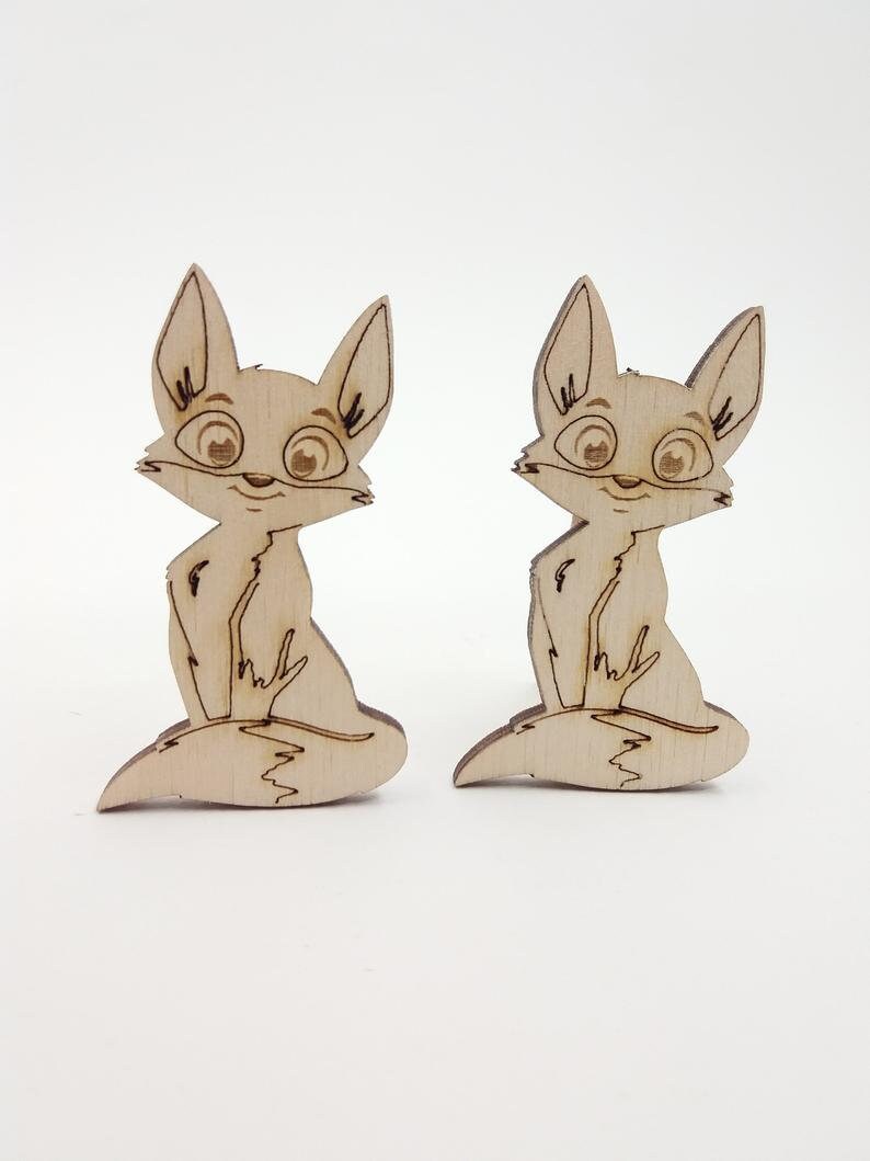 2 Fox Shape Laser Cut Out Wood Fox Animal Shape Plywood | Etsy