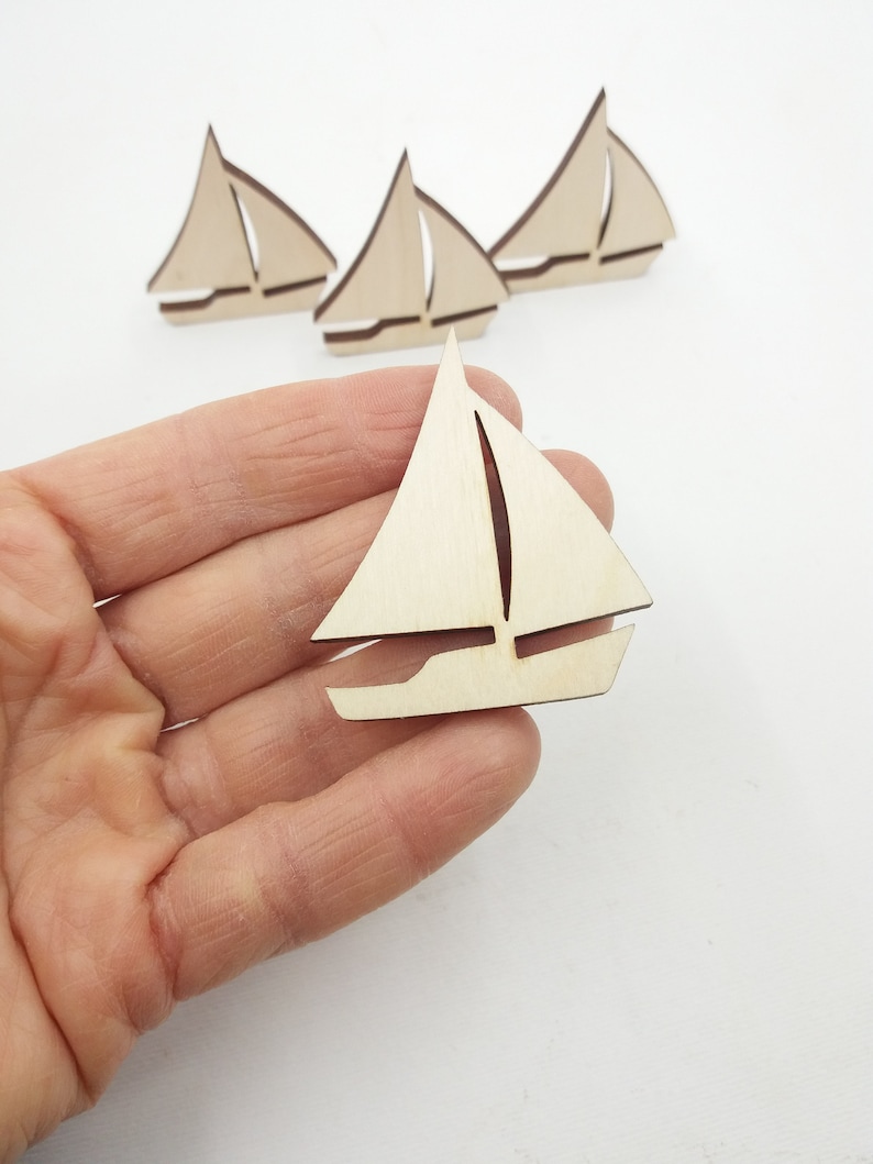 10 Sailboat Wood Sailboat Shape Wooden Sailboat for Crafts - Etsy