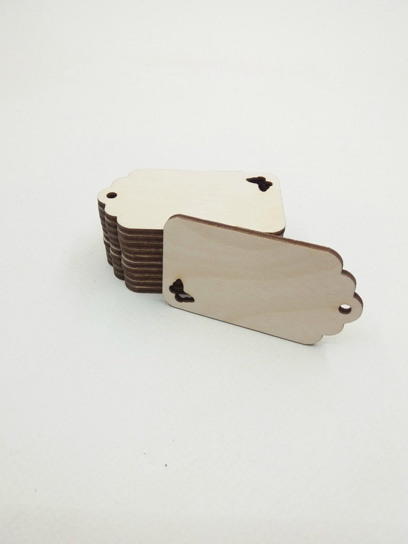 5 Rectangle Wood Blank Tags for Party Favor Wedding Gift and ...