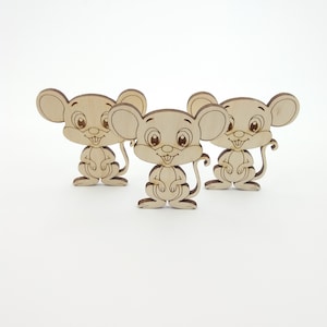 2 Mouse, Unfinished Wood Mouse Shape, Wooden Mouse Cutout, Wood Cruft ...