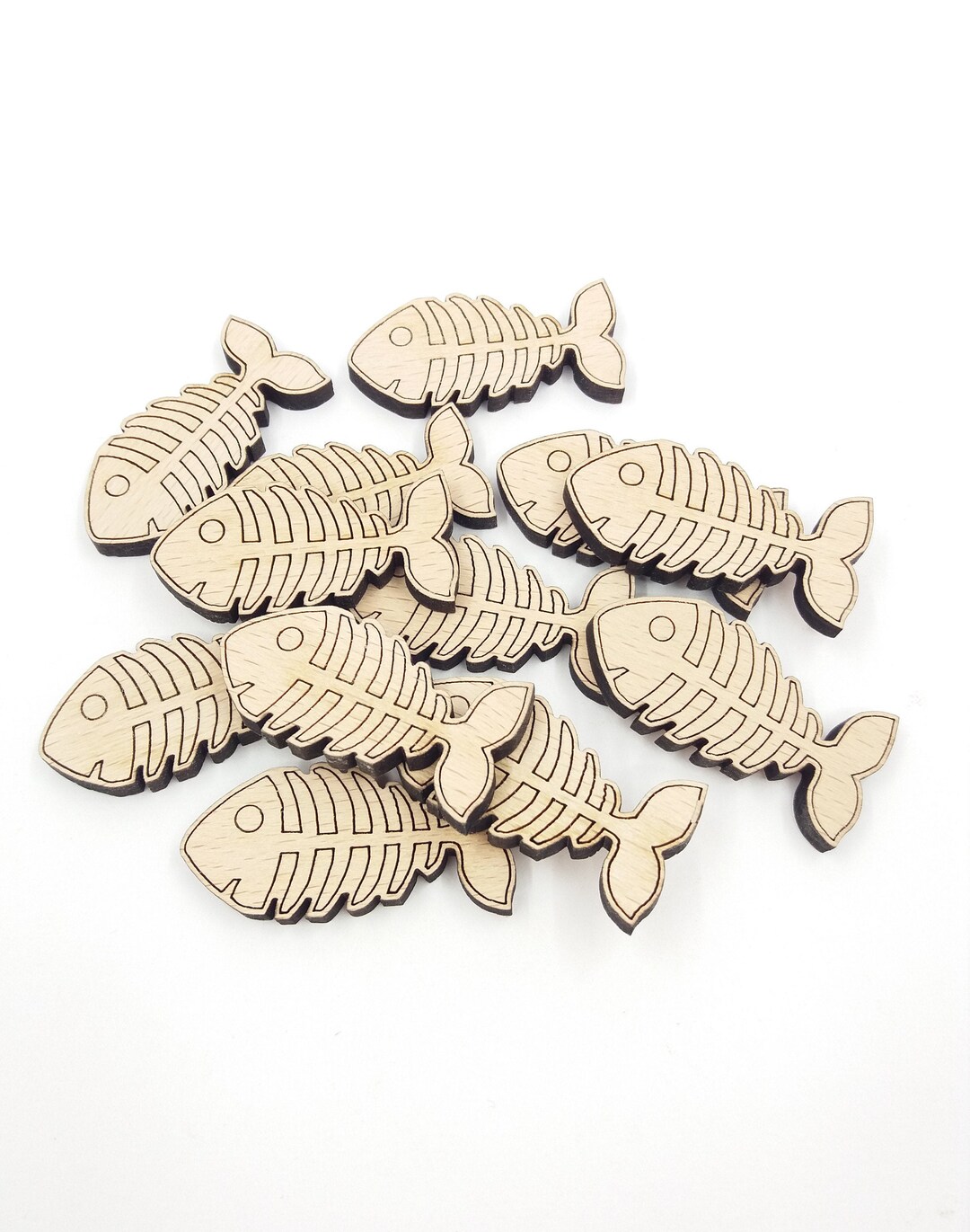 Fish Bone, Wood Fish Bones, Wooden Fish Skeleton Shape, Fish Bone Cut ...